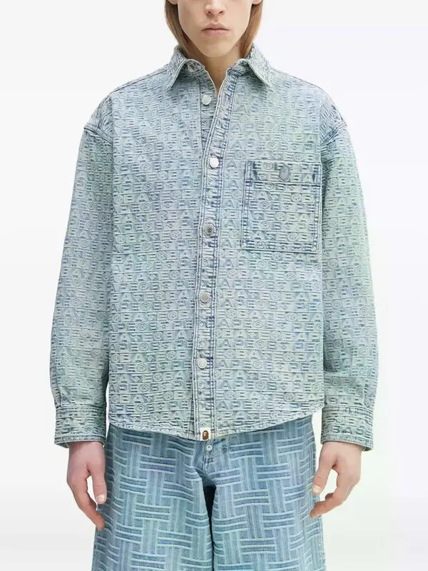 A BATHING APE Monogram-print Denim Shirt Jacket