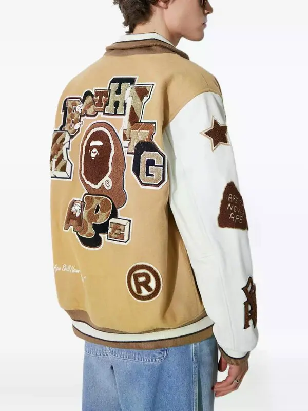 A BATHING APE Appliqué-detail Varsity Jacket