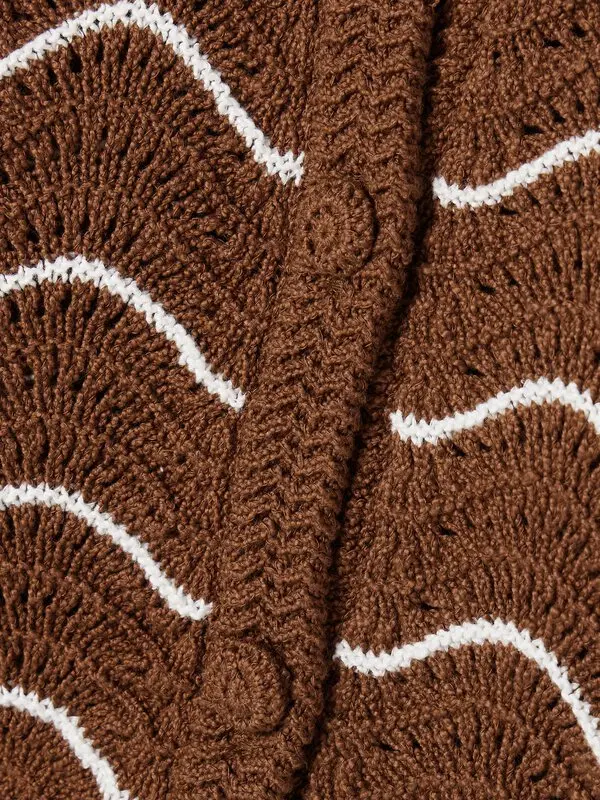 Cara Cara Jolene Scalloped Striped Cotton Cardigan
