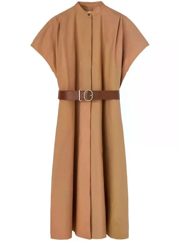 JIL SANDER Collarless Belted Shirt Dress