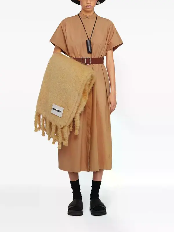 JIL SANDER Collarless Belted Shirt Dress