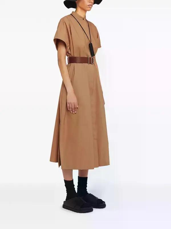 JIL SANDER Collarless Belted Shirt Dress
