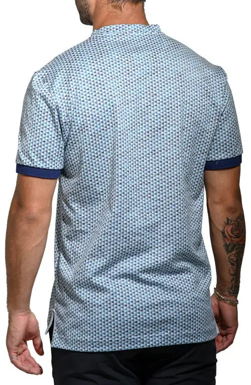 MACEOO Vivaldi V-neck Cotton T-shirt - Blue