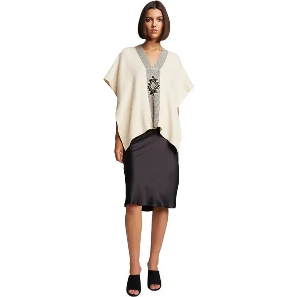 Voz Textured Cotton Estrella Manta - Ivory/black