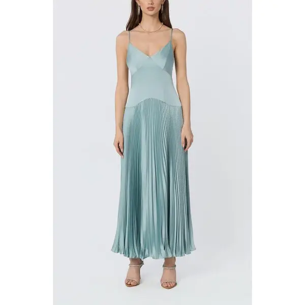 Astr The Label Pleated Drop Waist Dress - Seafoam