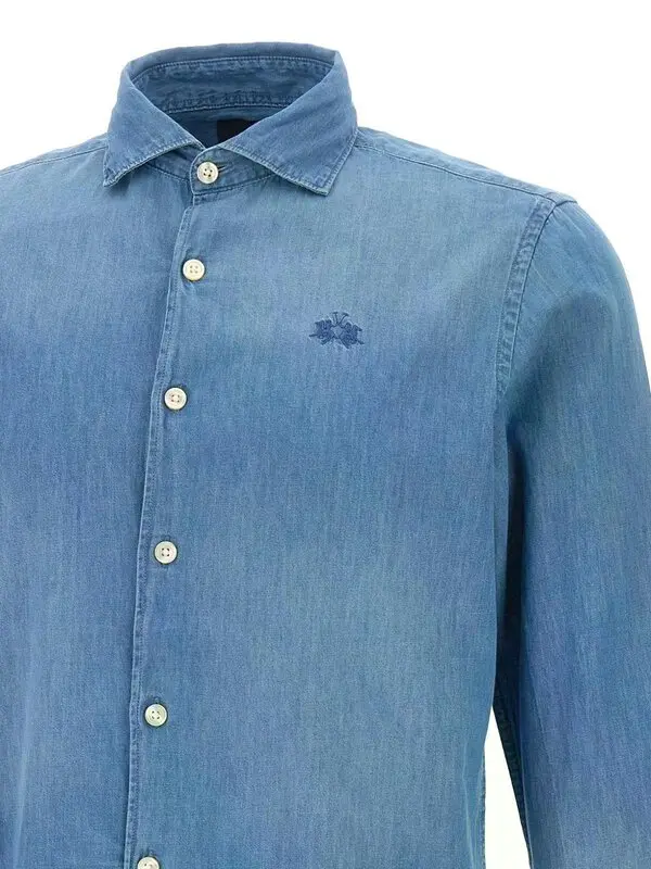 LA MARTINA Logo-embroidered Denim Shirt