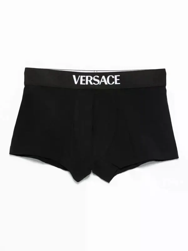 Versace Logo-band Boxer Shorts - Black