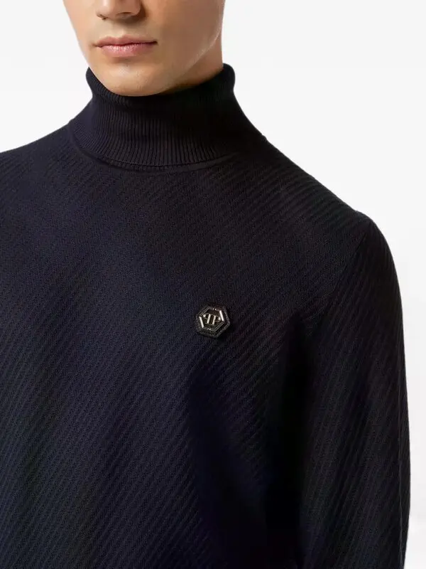 Philipp Plein Logo-patch Turtleneck Sweater - Black