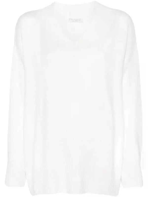 Brunello Cucinelli Sequined V-neck Jumper - Neutrals