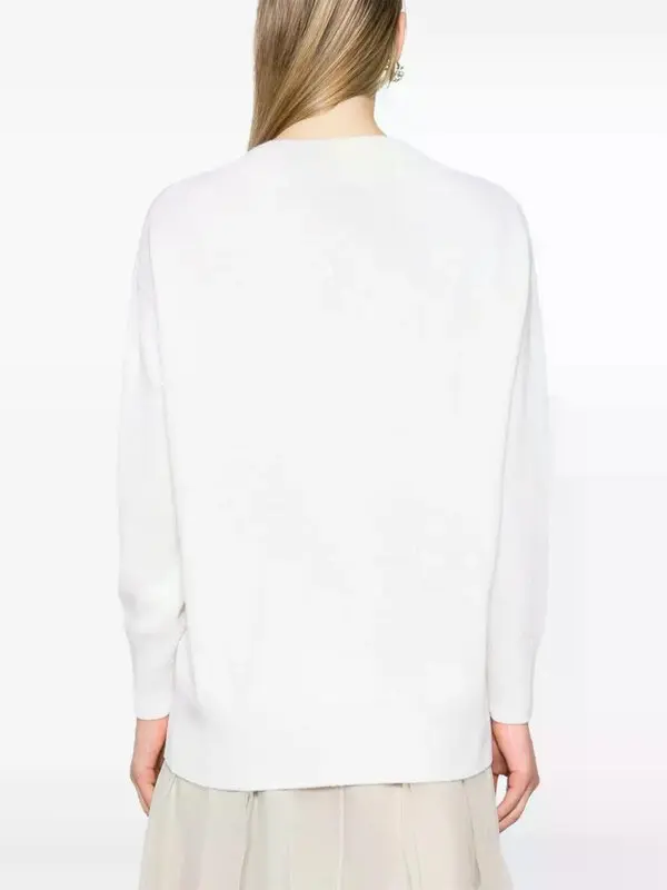 Brunello Cucinelli Sequined V-neck Jumper - Neutrals