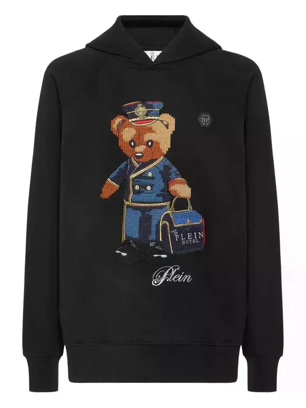 Philipp Plein Teddy Bear Motif Fleece Hoodie