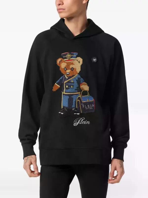 Philipp Plein Teddy Bear Motif Fleece Hoodie