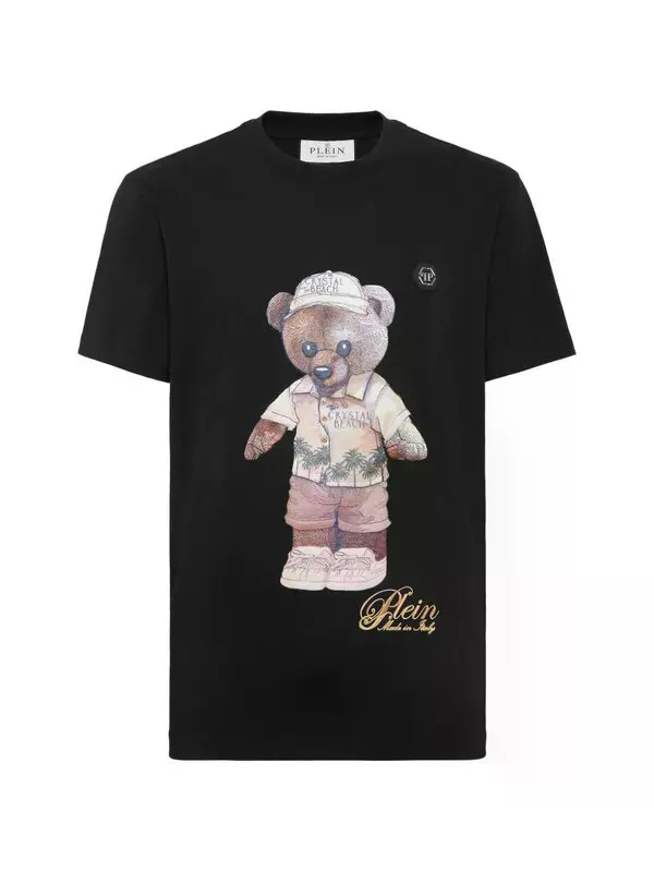 Philipp Plein Round Neck T-shirt Teddy Beach - Black