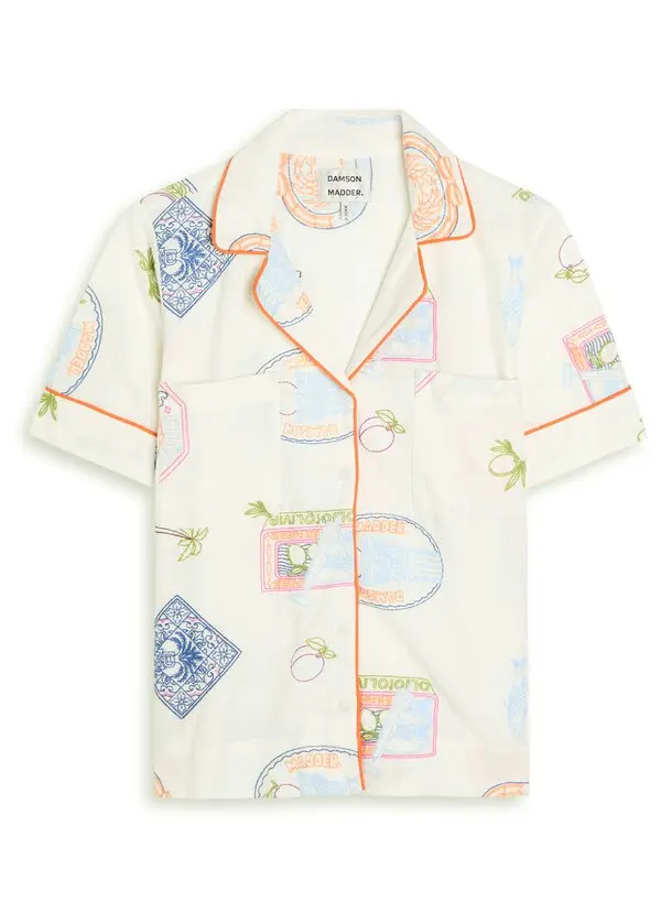 DAMSON MADDER Embroidered Cotton-blend Shirt - Multicoloured