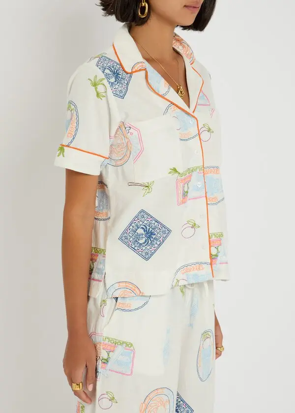 DAMSON MADDER Embroidered Cotton-blend Shirt - Multicoloured
