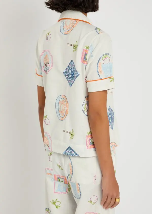 DAMSON MADDER Embroidered Cotton-blend Shirt - Multicoloured