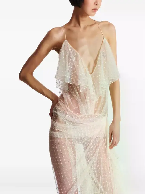 Balmain Lace-panel Maxi Dress