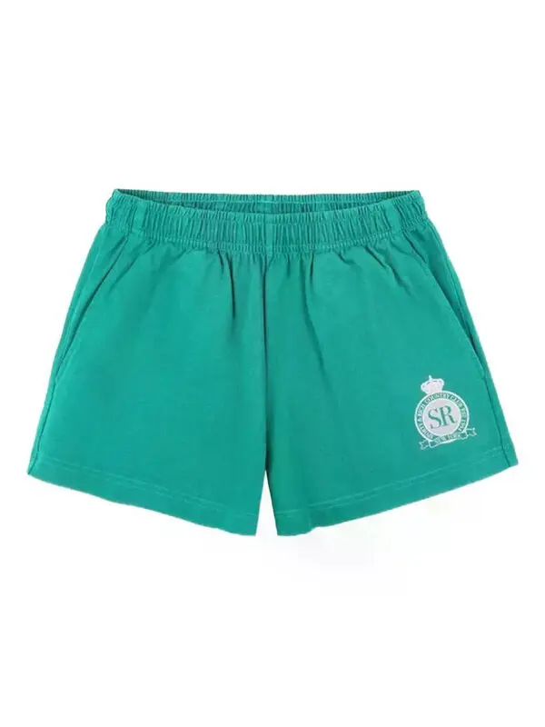 SPORTY & RICH Logo-print Elastic-waist Shorts