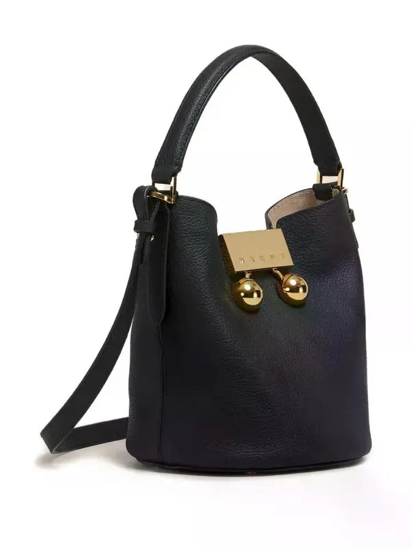 Marni Trunkaroo Pebbled-leather Bucket Bag - Black