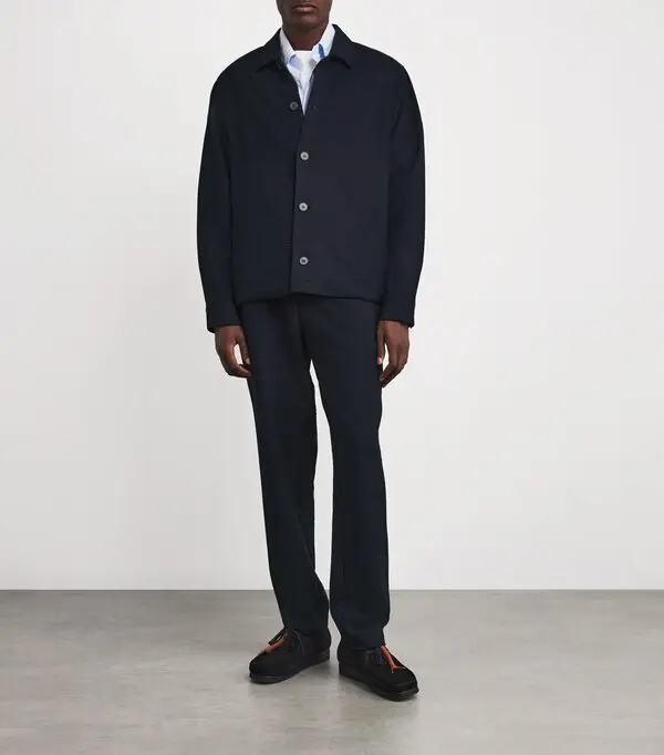 Sunspel Stretch-wool Seersucker Jacket - Navy