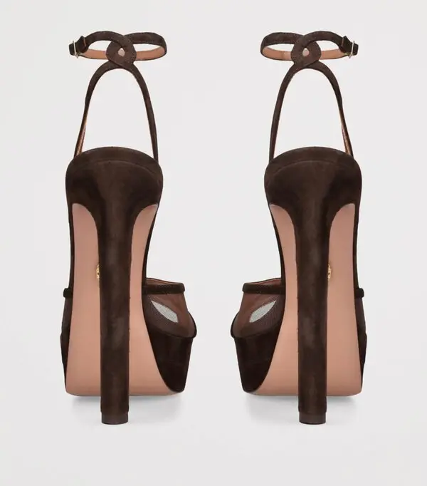 AQUAZZURA Suede Plateau Sandals - Brown