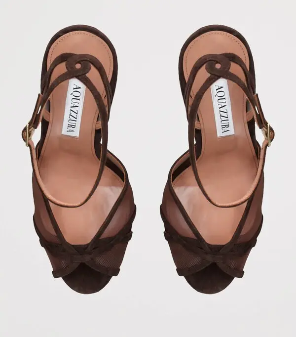 AQUAZZURA Suede Plateau Sandals - Brown