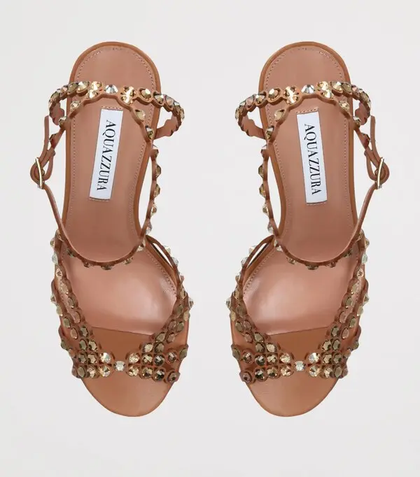 AQUAZZURA Leather Tequila 85 Sandals - Brown