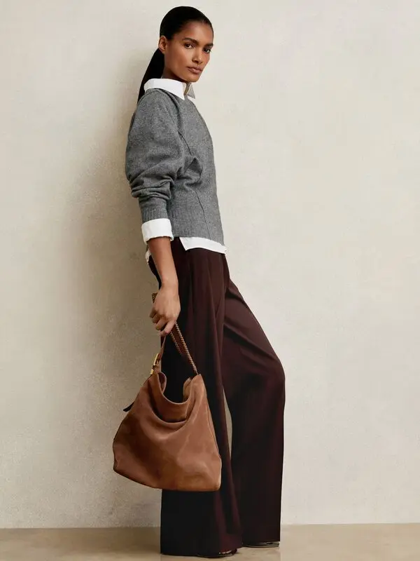 REISS Wool-blend Batwing Jumper With Cashmere - Charcoal