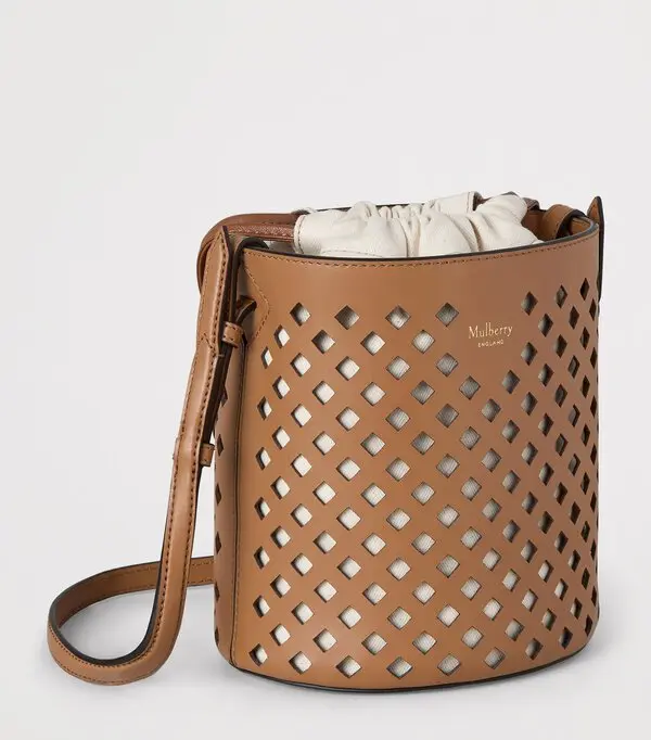 Mulberry Leather Perforated Bucket Bag