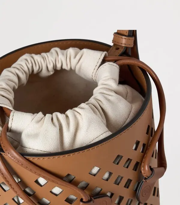 Mulberry Leather Perforated Bucket Bag