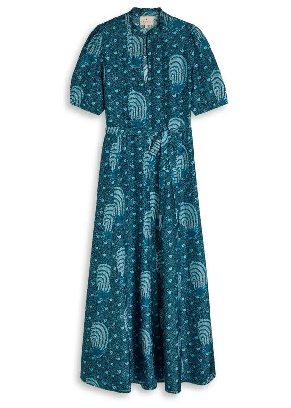 Hannah Artwear Oceanus Printed Silk Maxi Dress In Indigo - 60% Off |  Editorialist