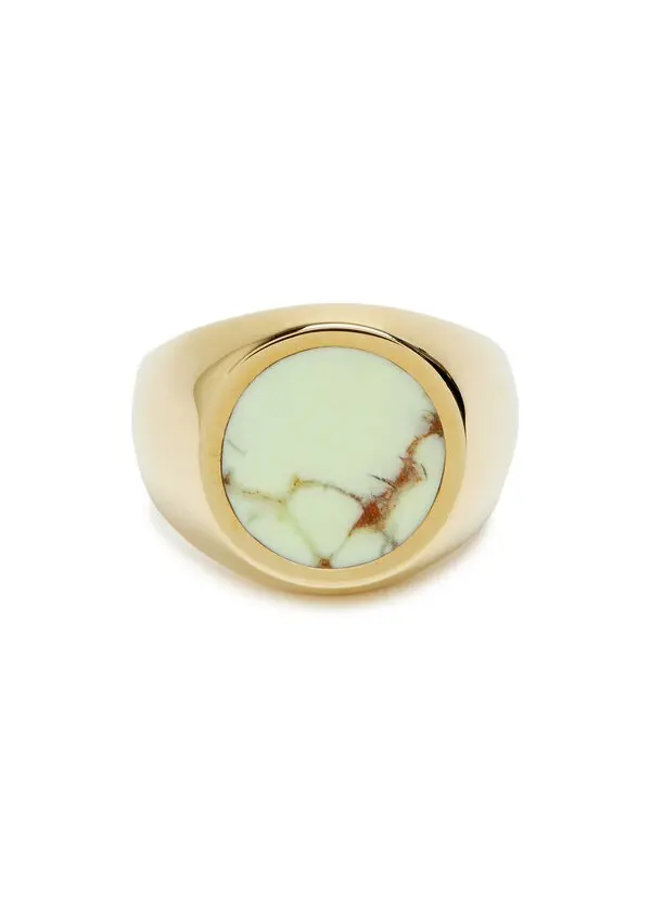 LEGIER Stone-embellished Signet Ring - Cream