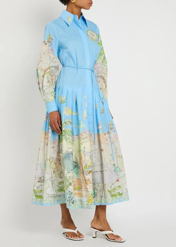 knee length dresses for ladies ALEMAIS Kenzie Patchwork Shirtdress Size XS floral Midi boho