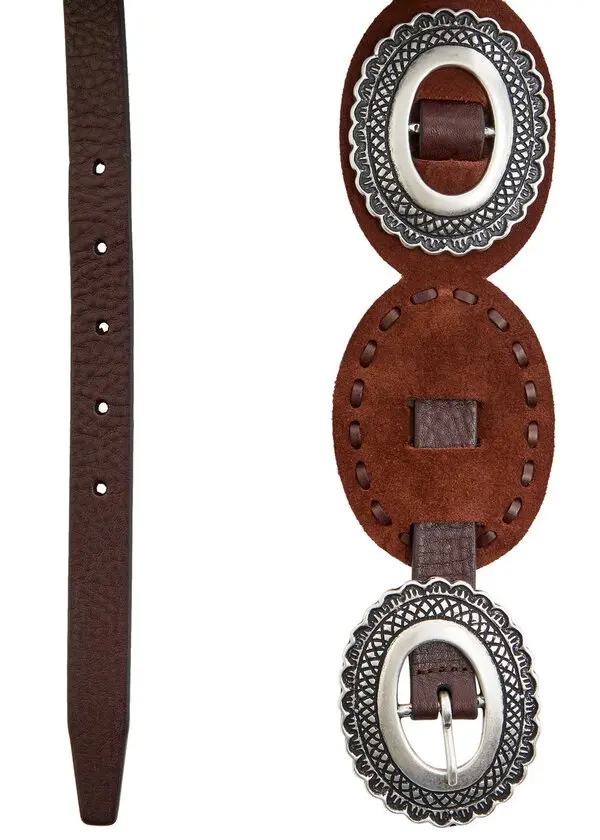 Anderson's Embellished Suede Concho Belt - Brown