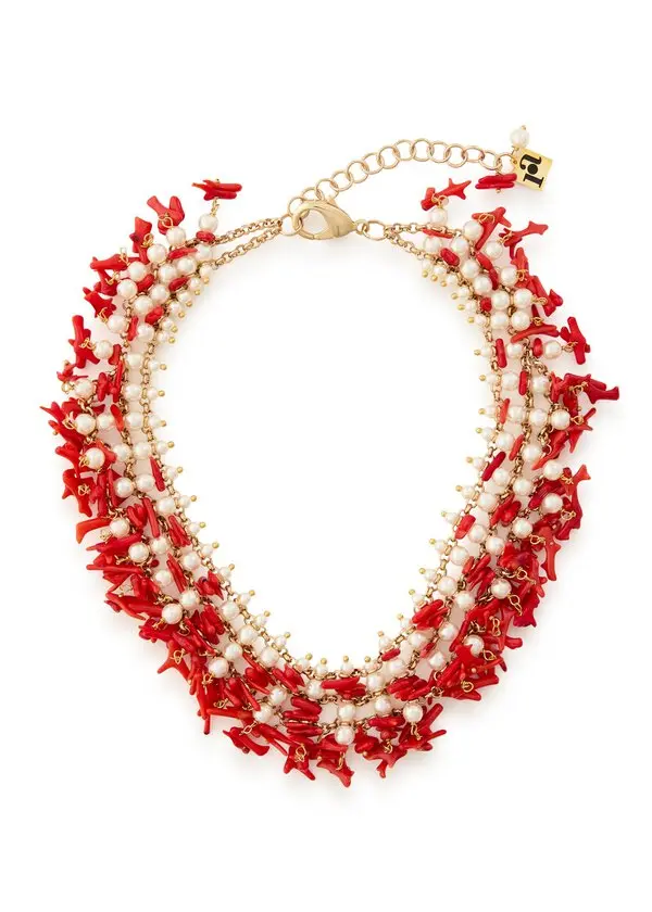 Rosantica Beaded Multi-chain Necklace - Red