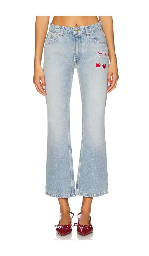 LoveShackFancy Sami Pant Light Wash Cropped Jeans