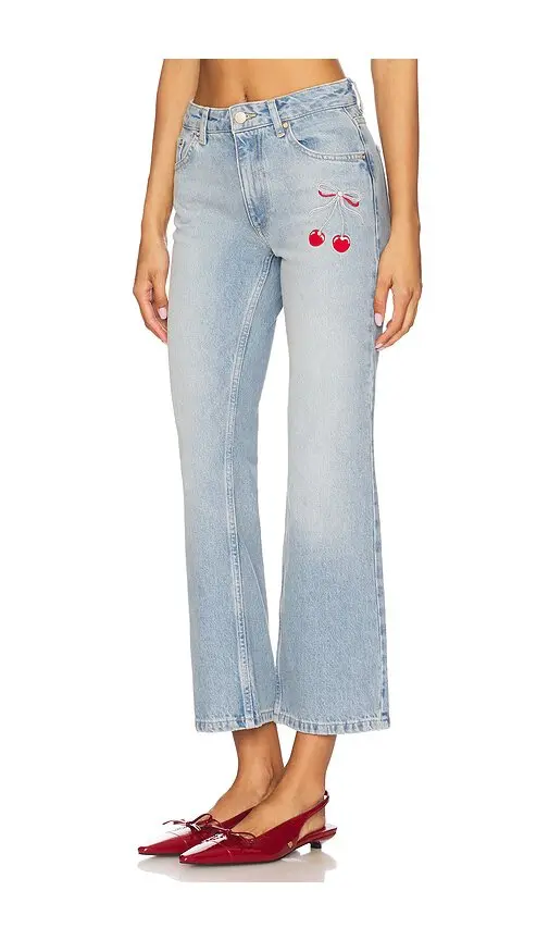 LoveShackFancy Sami Pant Light Wash Cropped Jeans