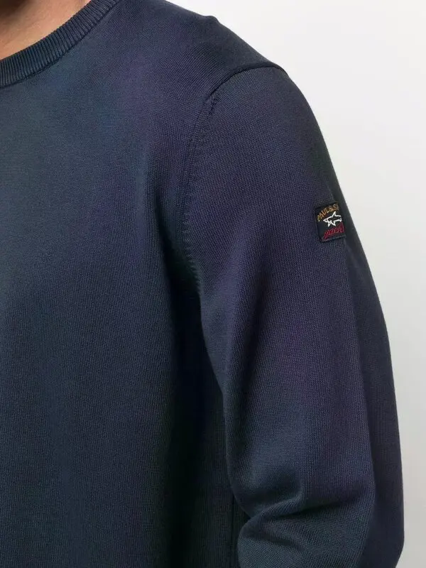 Paul & Shark Logo-patch Crew Neck Jumper - Blue