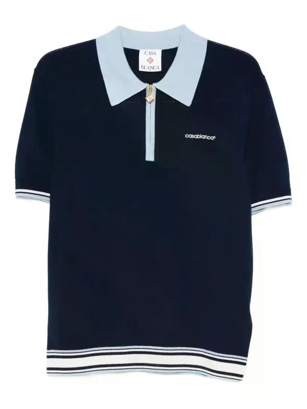 Casablanca Zip-front Polo Shirt - Blue