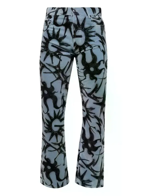 CASELLA MEYER Abstract-print Velvet Trousers