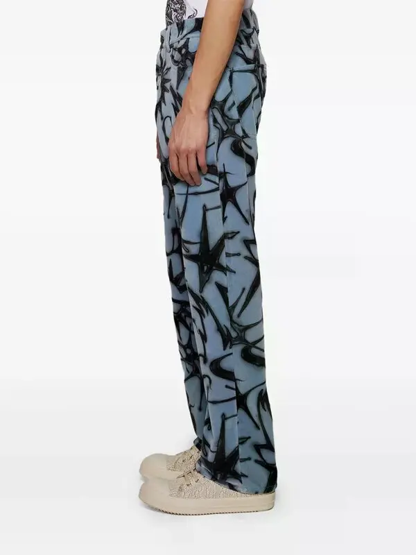 CASELLA MEYER Abstract-print Velvet Trousers