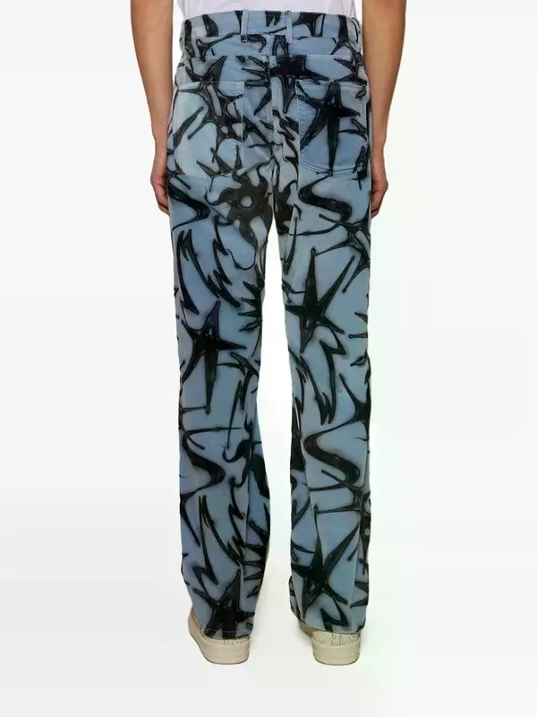 CASELLA MEYER Abstract-print Velvet Trousers