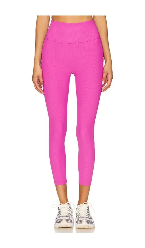 Beyond Yoga Impulse Ribbed High Waisted Midi Legging In Fuchsia - Sunset Violet