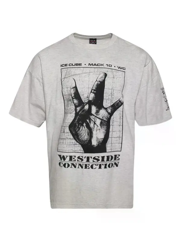 EARTHLING VIP Hand-graphic Westside Connection T-shirt - Grey