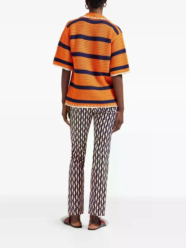 La DoubleJ Geometric-print Flare Jeans