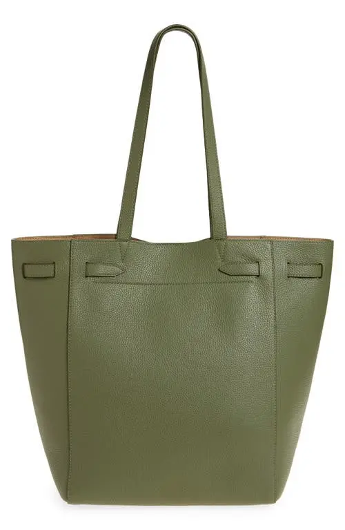 Veronica Beard Dash Leather Tote - Stone Army