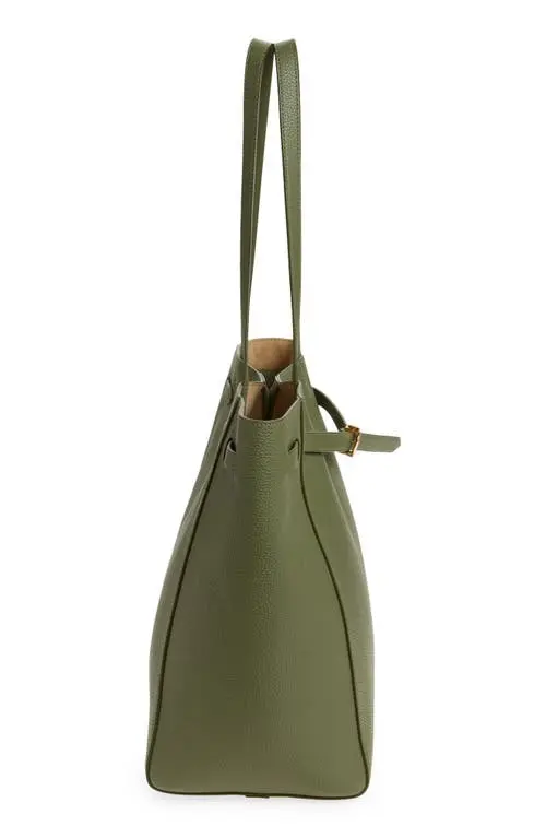 Veronica Beard Dash Leather Tote - Stone Army