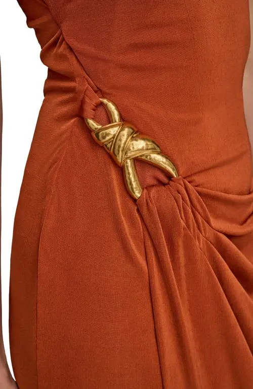 Donna Karan New York One-shoulder Stretch Jersey Gown - Cinnamon