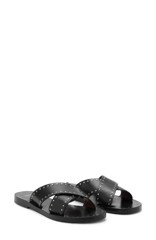 Mango Studded Leather Slide Sandal