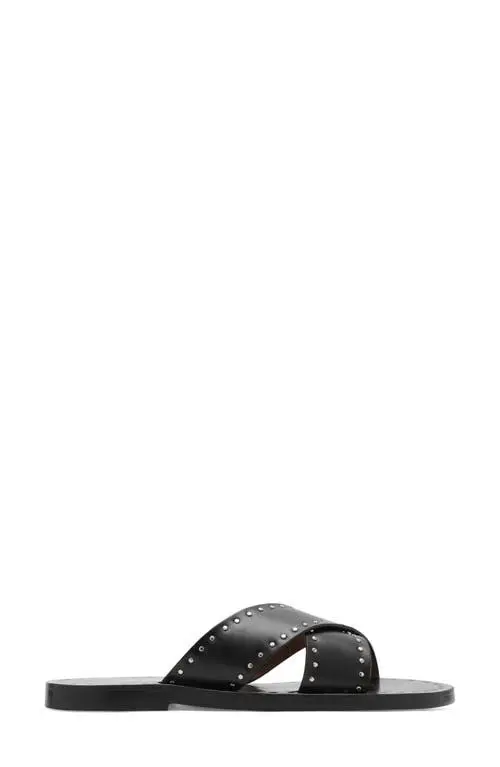 Mango Studded Leather Slide Sandal